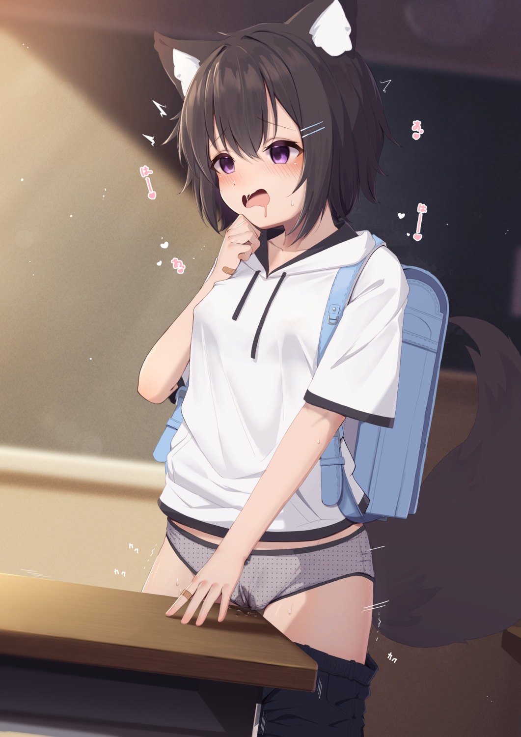 hinata (pixiv53862745) animal ears bandaid cameltoe loli masturbation pantsu pussy juice tail ...